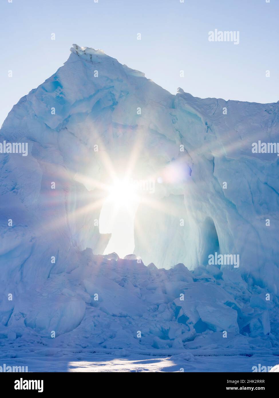 Iceberg frozen into the sea ice of the Uummannaq fjord system during ...