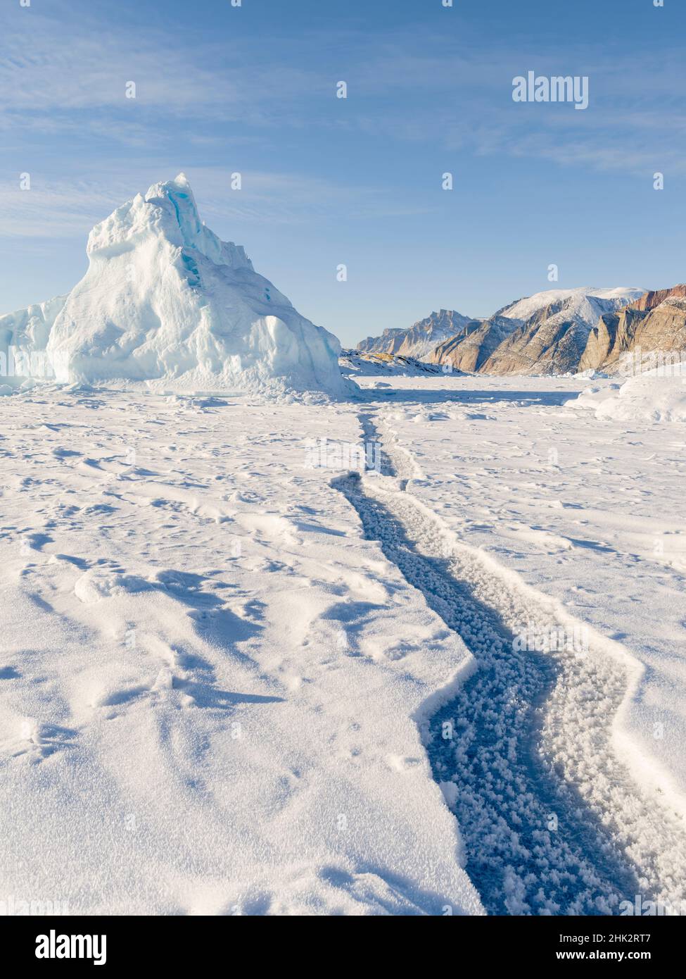 Icebergs in front of Appat Island, frozen into the sea ice of the ...