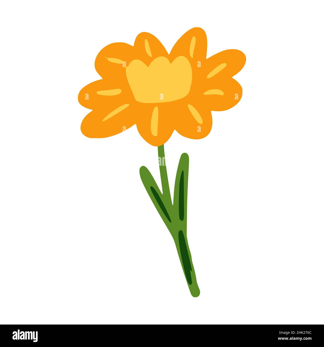 Yellow flower isolated on white background. Beautiful hand drawn ...