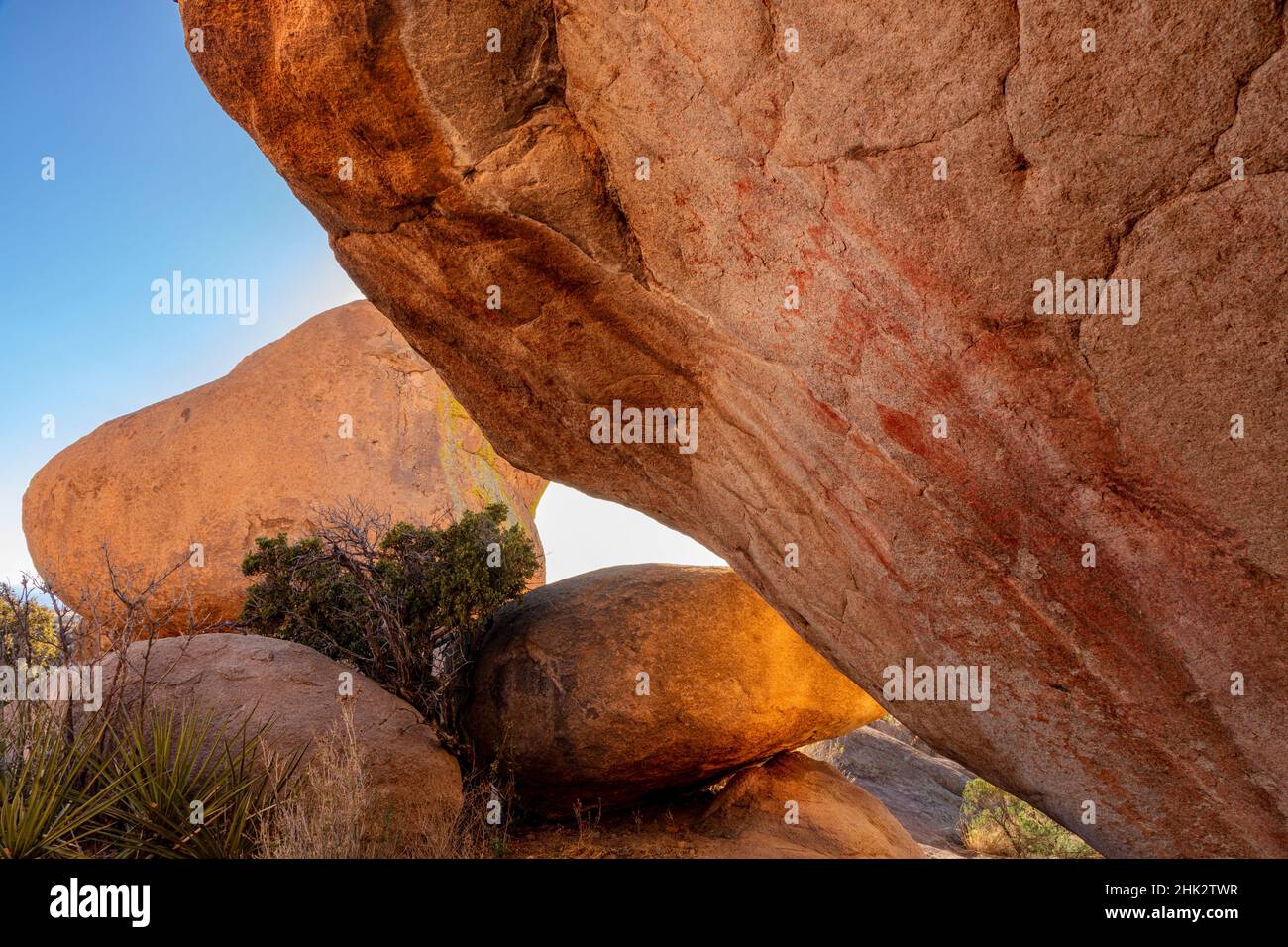 Native American pictographs at Council Rocks in the Dragoon Mountains ...