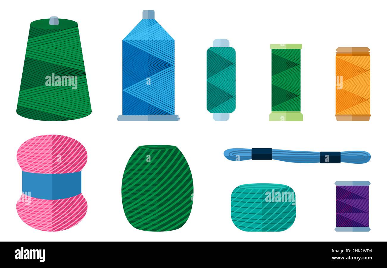 Set threads for needlecraft on white background. Kit for handmade skein ...