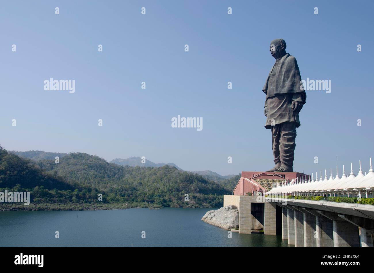 Statue of Unity of Vallabhbhai Patel on banks of Narmada river. World's ...