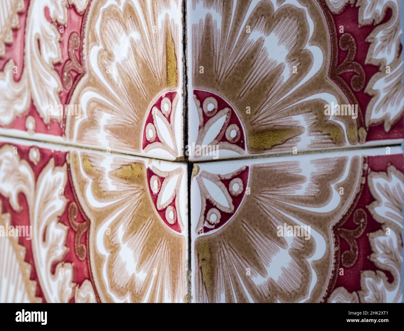 Portugal, Aveiro. Colorful azulejo tiles on the exterior wall of house ...