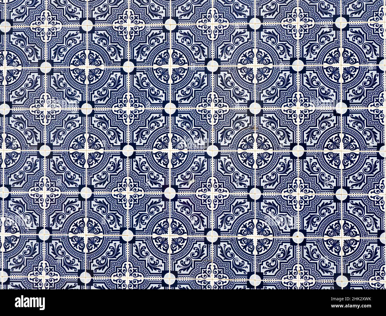 Portugal, Aveiro. Colorful azulejo tiles on the exterior wall of house ...