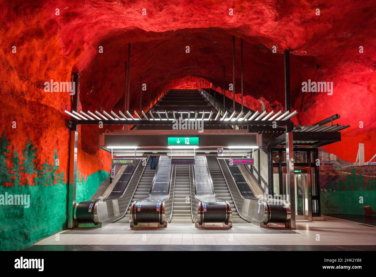 Sweden, Stockholm, Stockholm Underground Metro, Solna Centrum Station ...