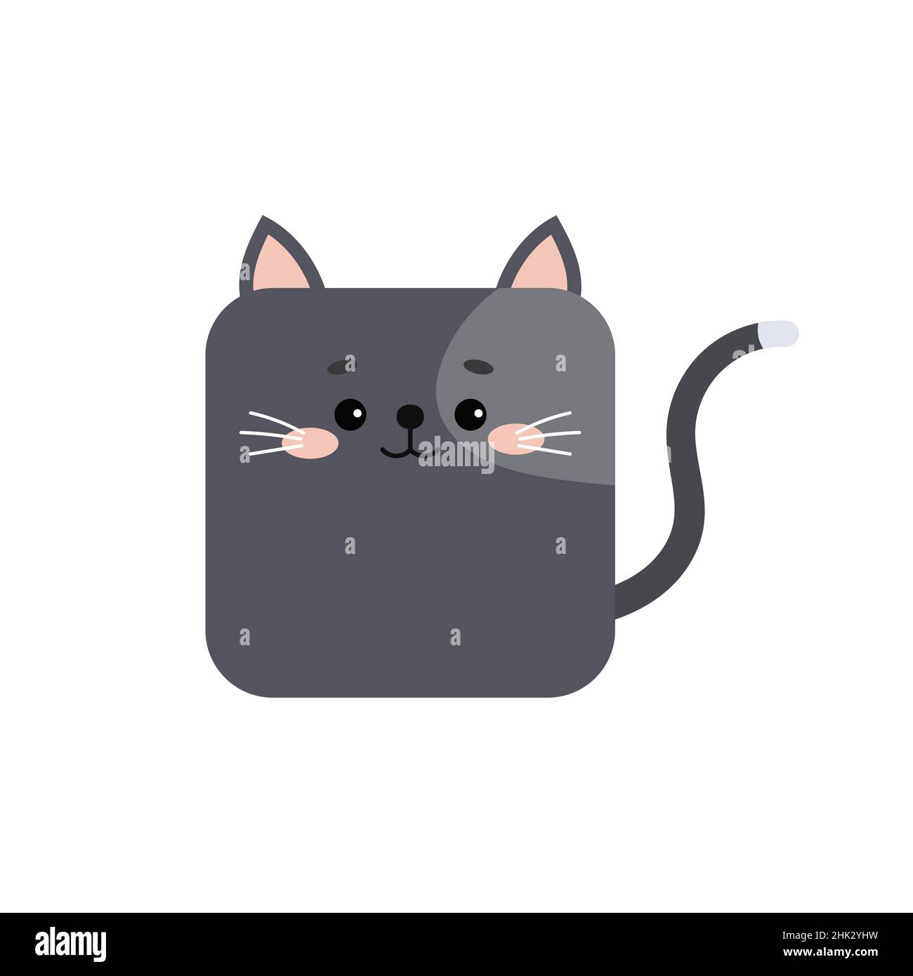 Square cute cat animal face icon isolated on white background Stock ...