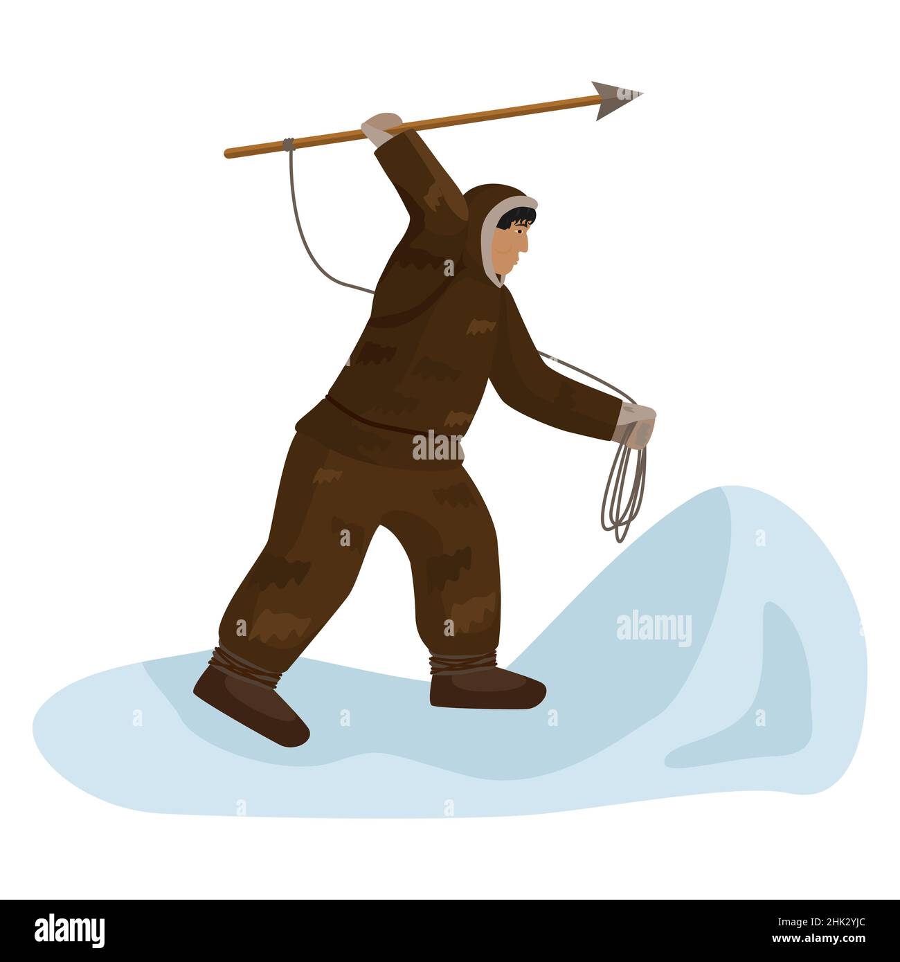 Composition traditional Eskimo hunting isolated on white background ...