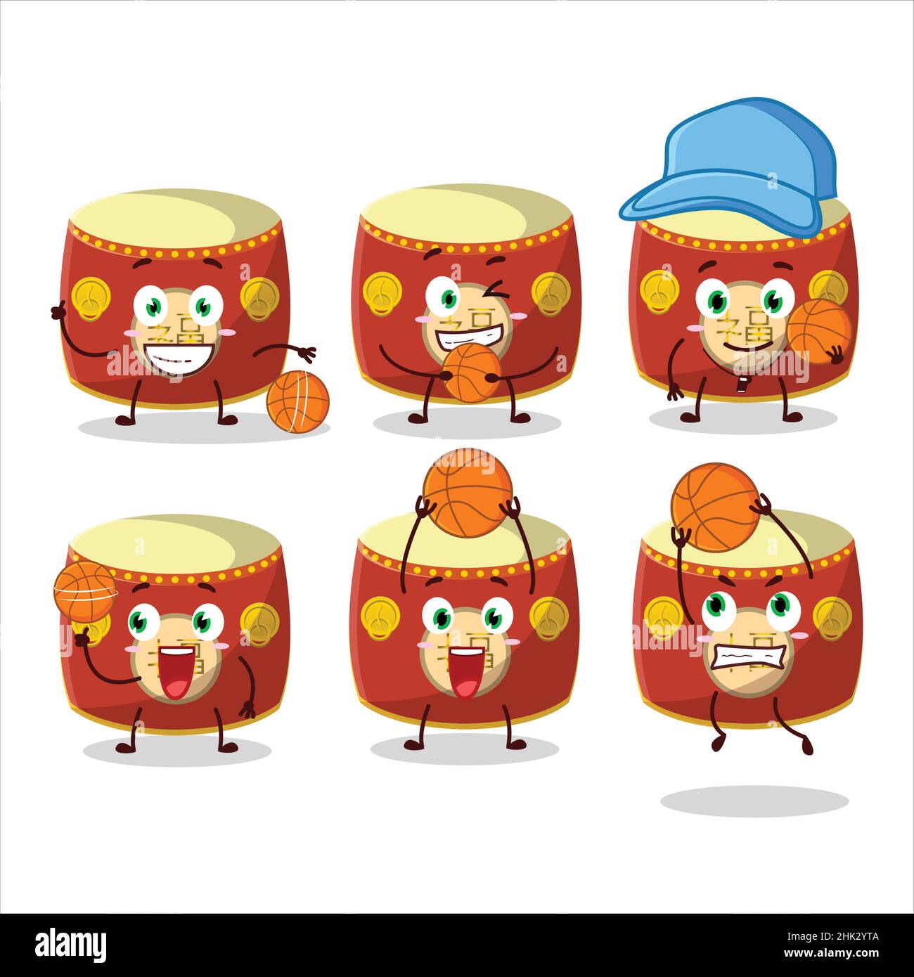 Talented red chinese drum cartoon character as a basketball athlete ...