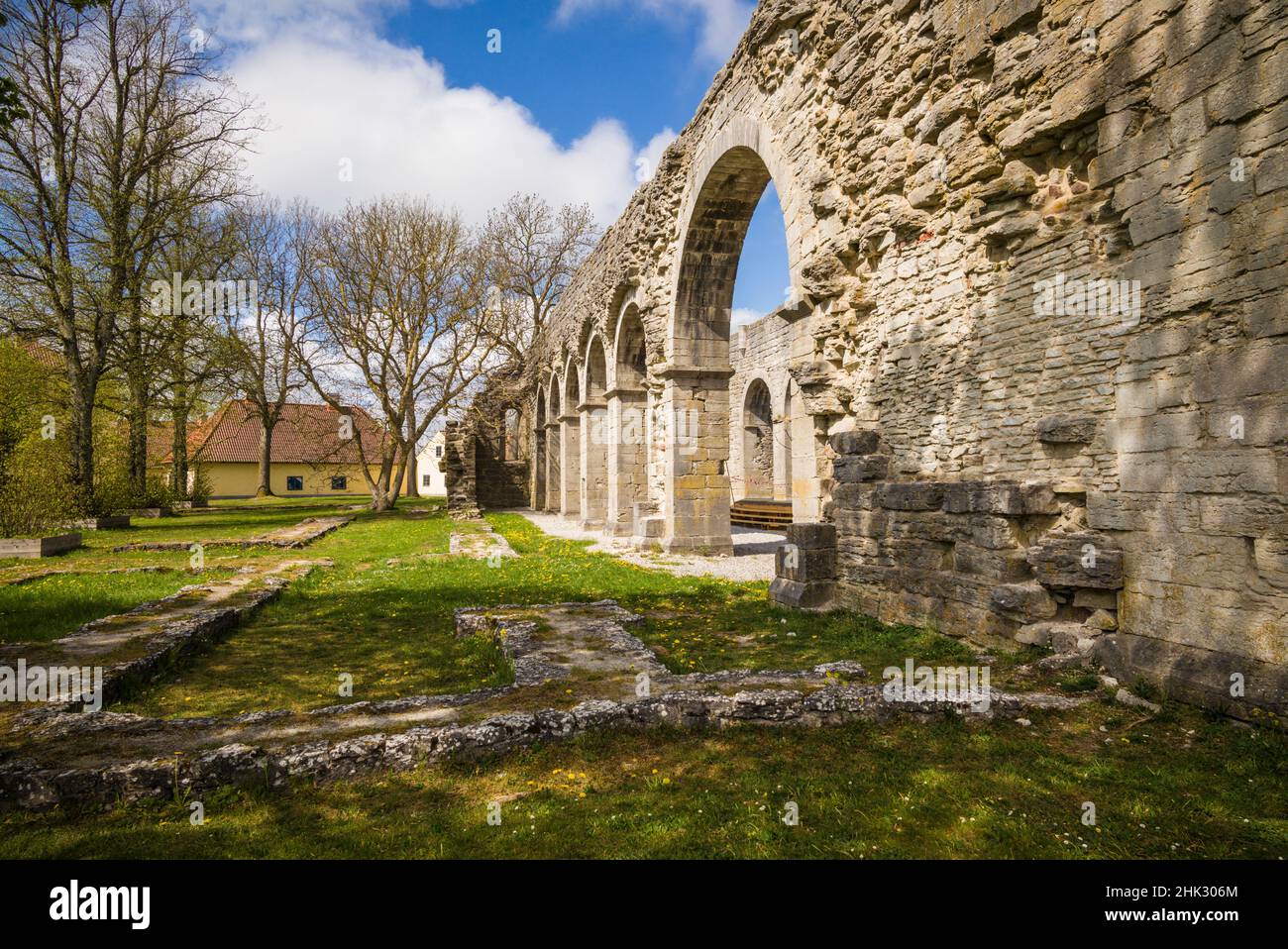 Sweden, Gotland Island, Romakloster, ruins of the 12th century ...