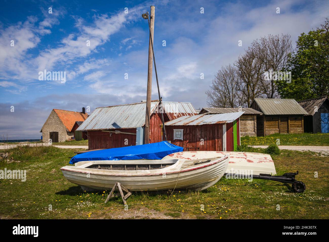Sweden, Gotland Island, Katthammarsvik, fishing shacks Stock Photo - Alamy