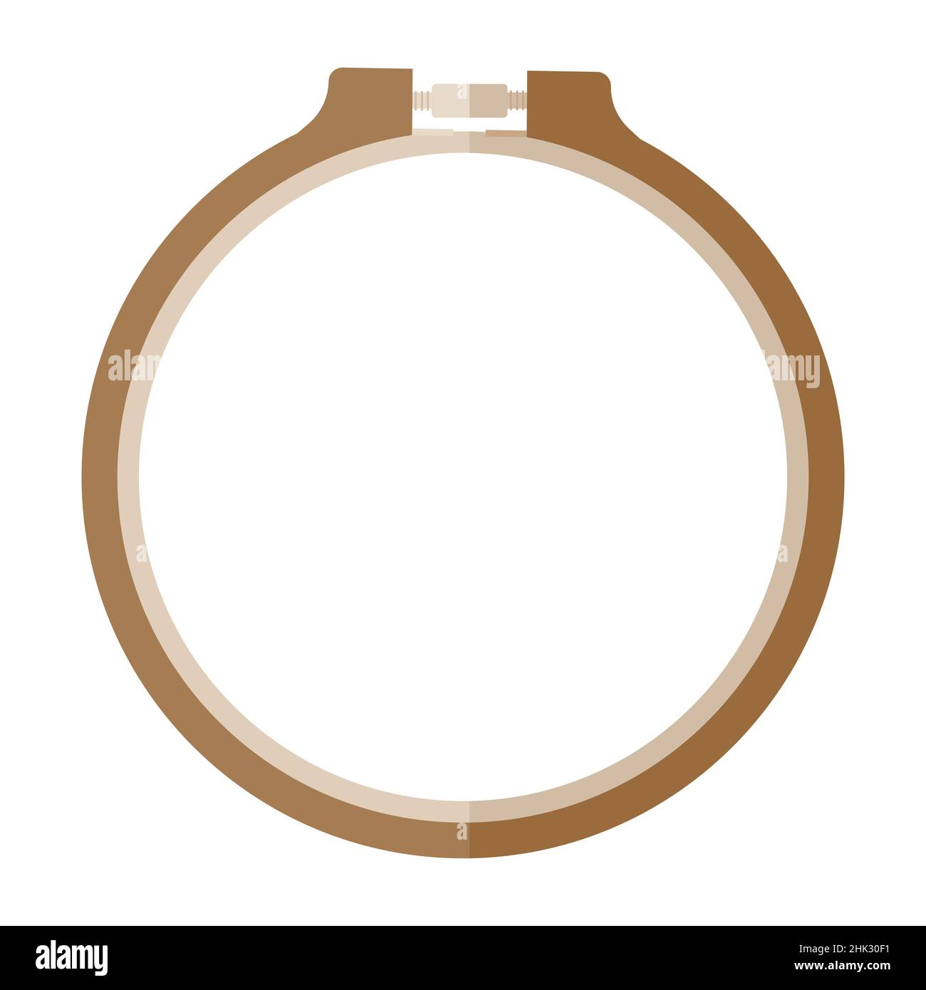 Brown embroidery hoop isolated on white background. Item for sewing in ...