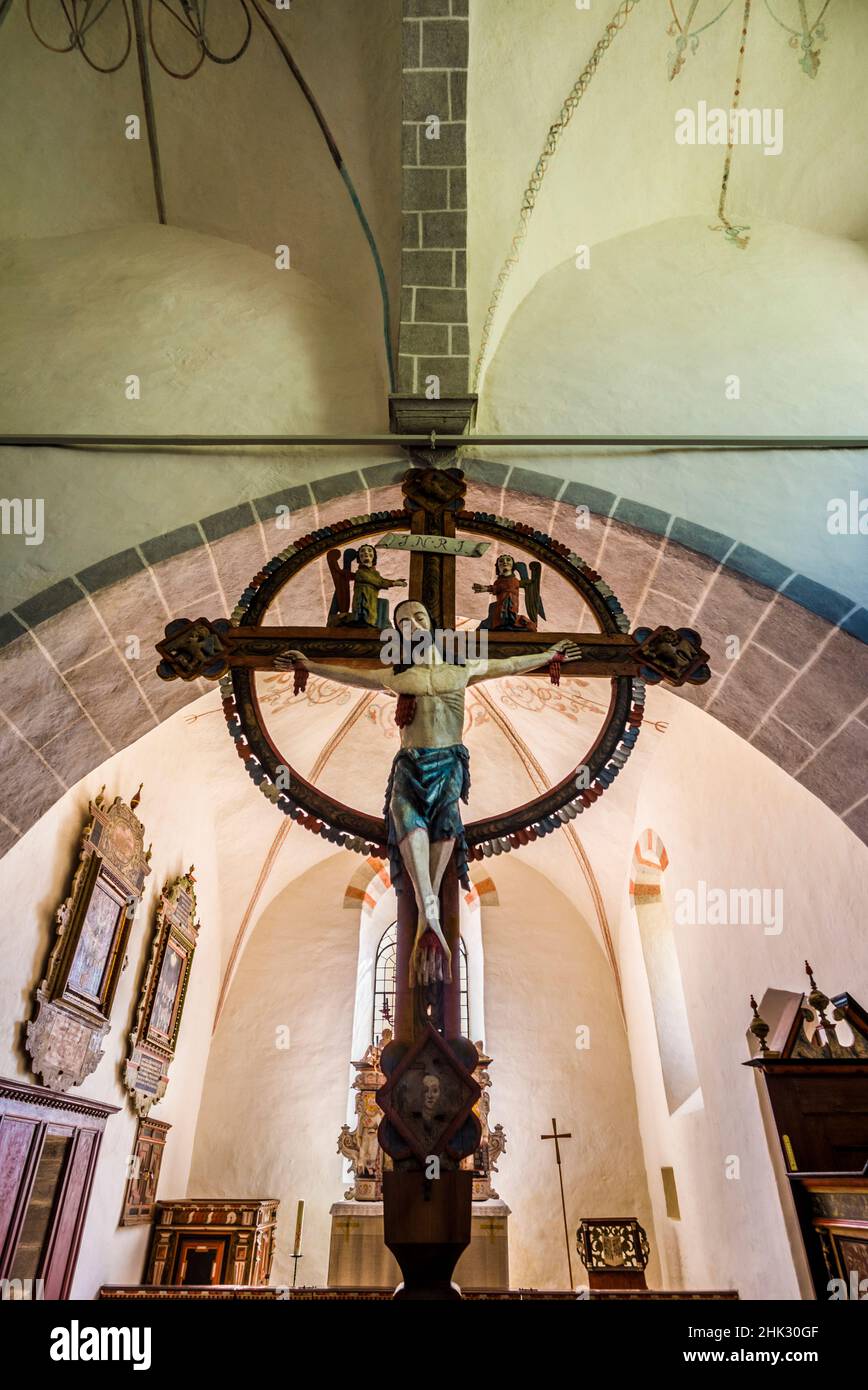 Sweden, Gotland Island, Rute, Rute church, crucifix (Editorial Use Only ...