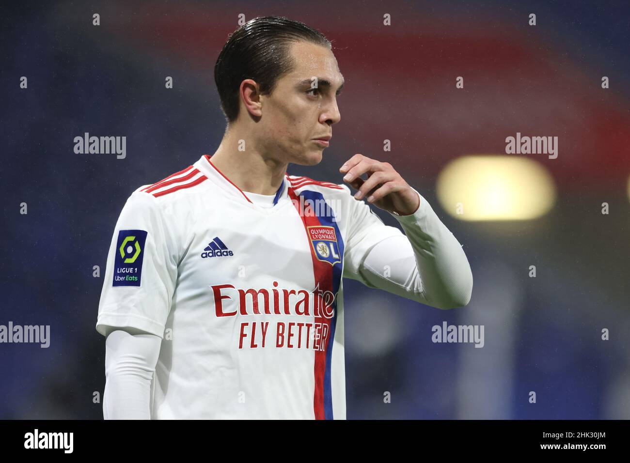 Lyon, France. 1st Feb, 2022. Maxence Caqueret of Lyon reacts during the ...
