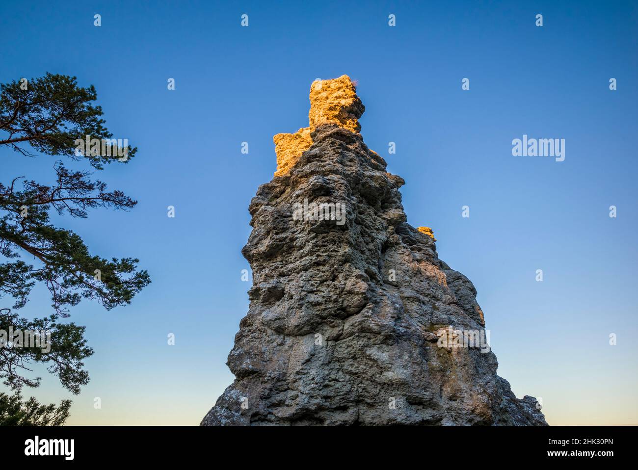 Sweden, Gotland Island, Lickershamn, limestone rauk rocks, Jungfrun ...