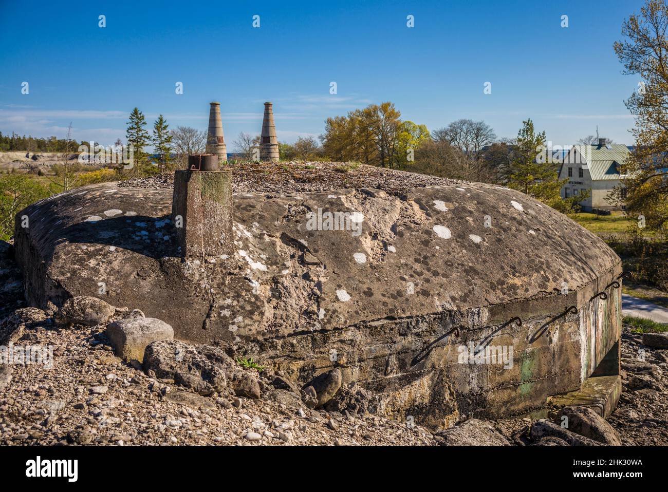 Sweden, Gotland Island, Bungenas, former chalk mine and military base ...