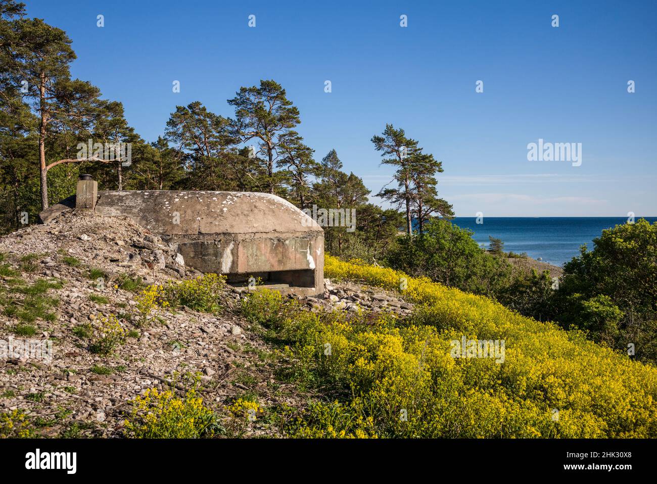Sweden, Gotland Island, Bungenas, former chalk mine and military base ...