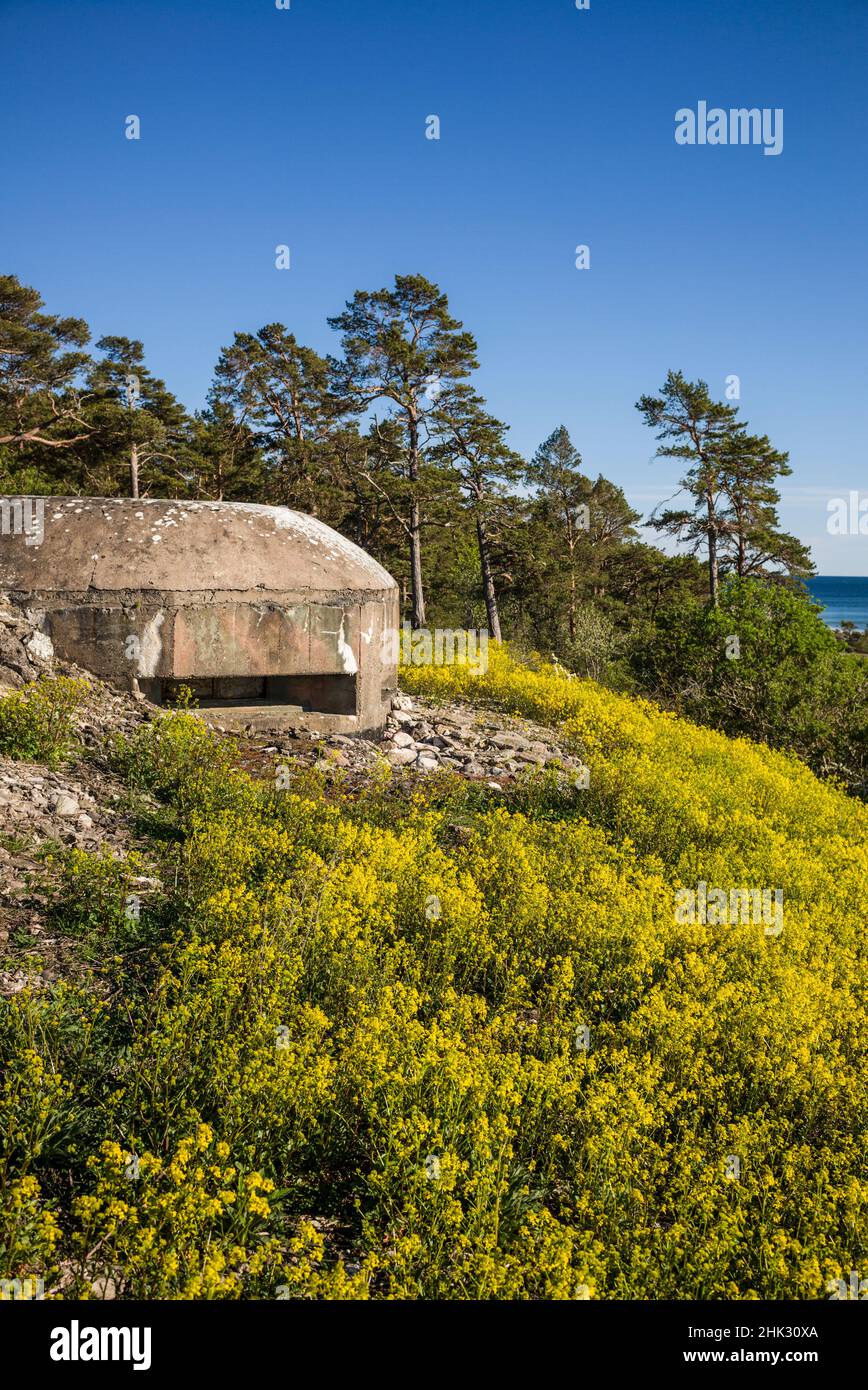 Sweden, Gotland Island, Bungenas, former chalk mine and military base ...