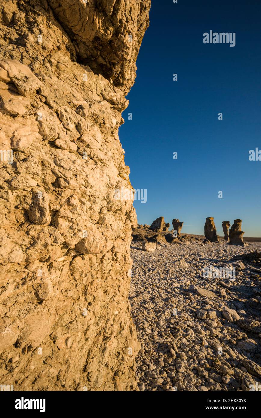 Sweden, Faro Island, Langhammars Area, Langhammar coastal limestone ...