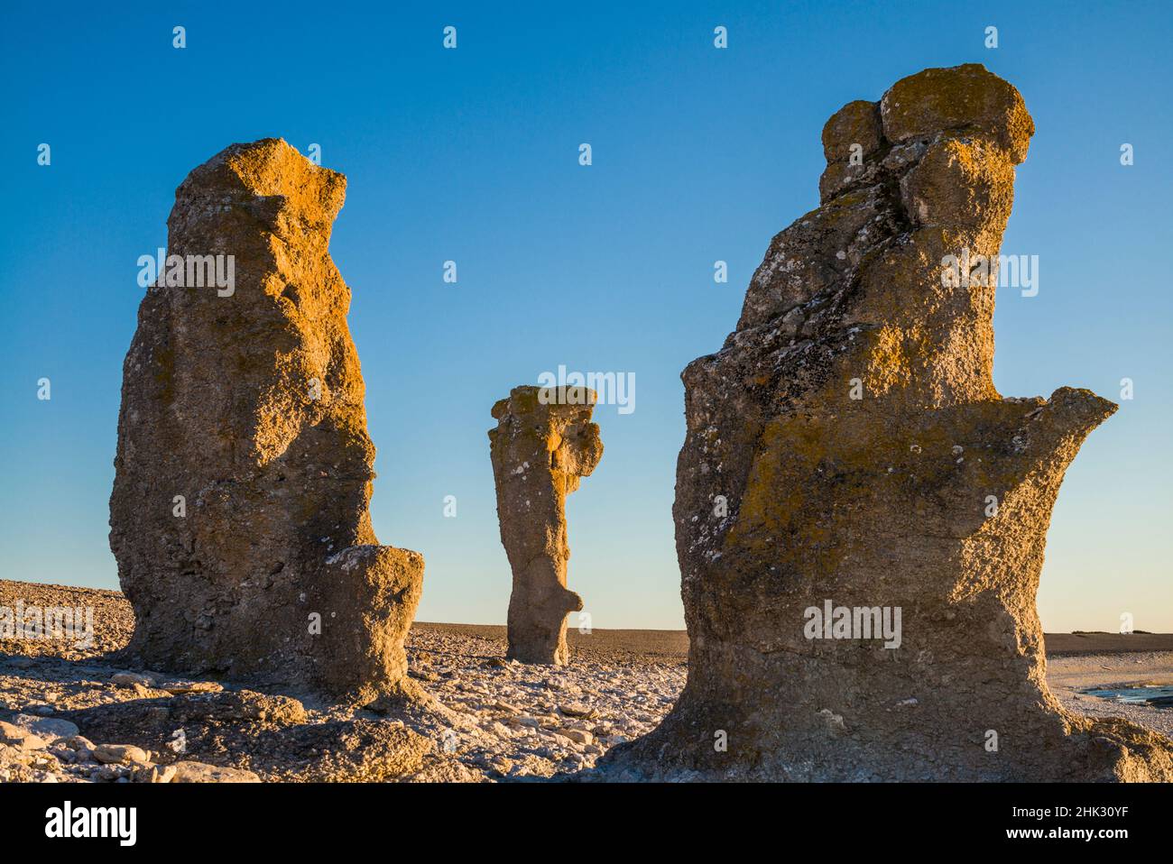Sweden, Faro Island, Langhammars Area, Langhammar coastal limestone ...