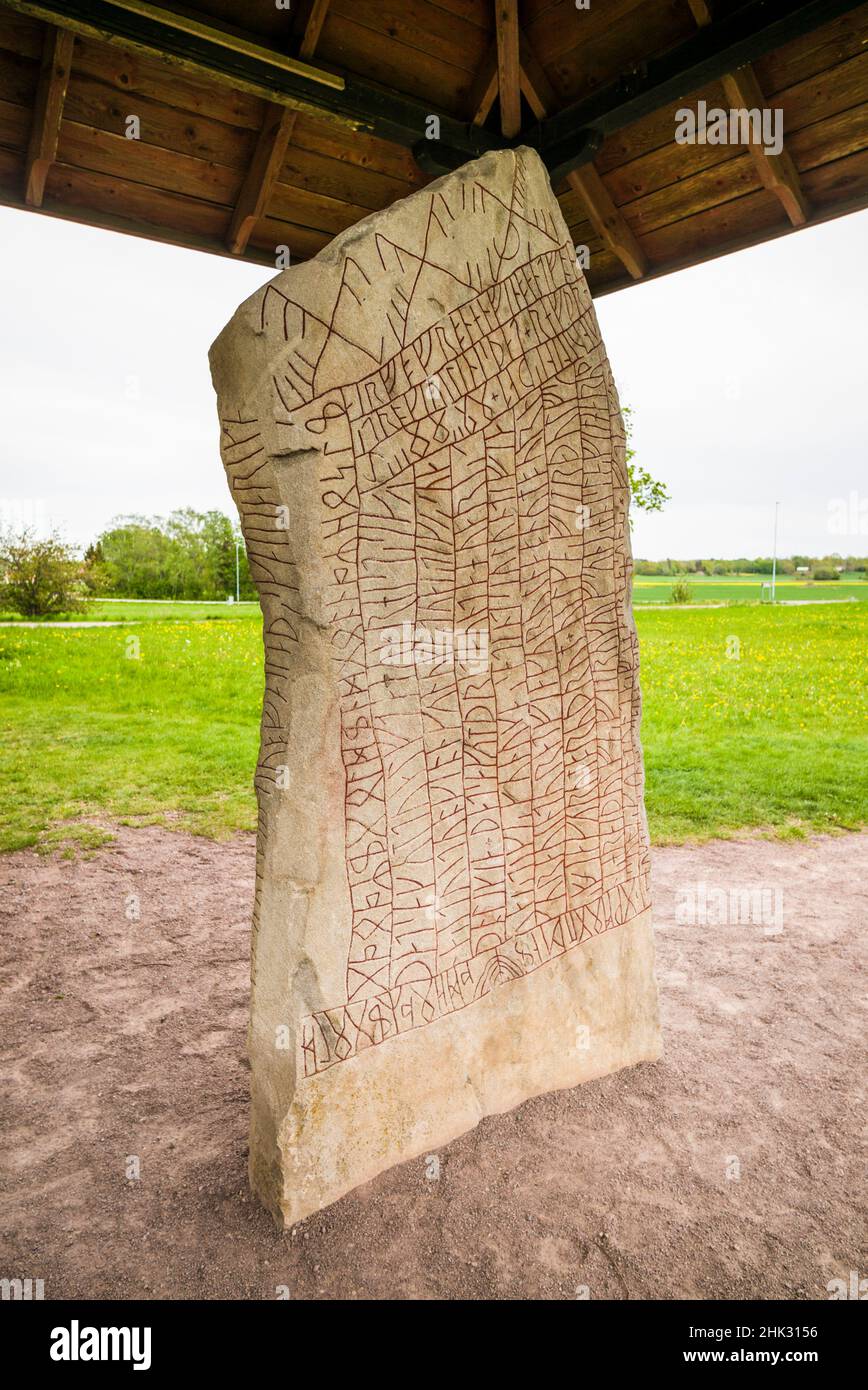 Sweden, Lake Vattern Area, Rok, Rokstenen, Sweden's most famous rune ...