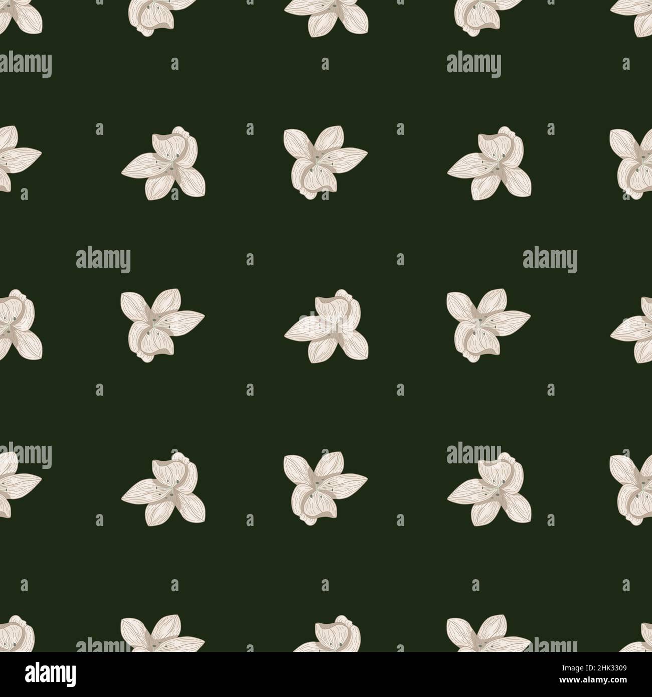 Contrast seamless pattern with white orchid flower ornament. Green ...