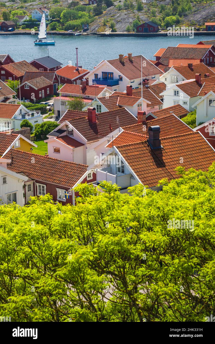 Sweden, Bohuslan, Orust Island, Mollosund, high angle village view Stock Photo - Alamy