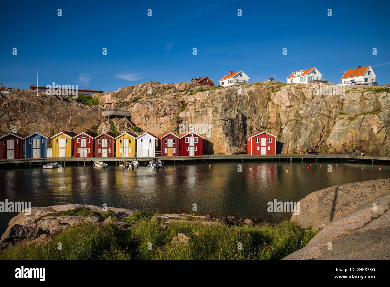 Sweden, Bohuslan, Smogen, Smogenbryggan, antique boat houses and ...
