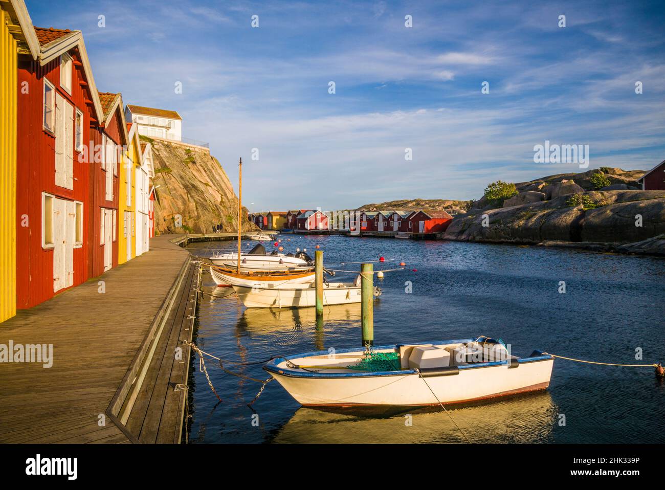 Sweden, Bohuslan, Smogen, Smogenbryggan, antique boat houses and ...