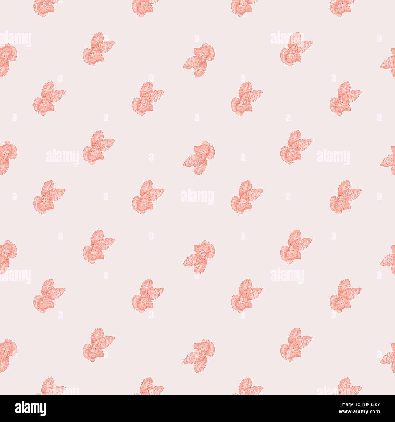 Ditsy seamlesss pattern with orange little orchid flowers print. Light ...