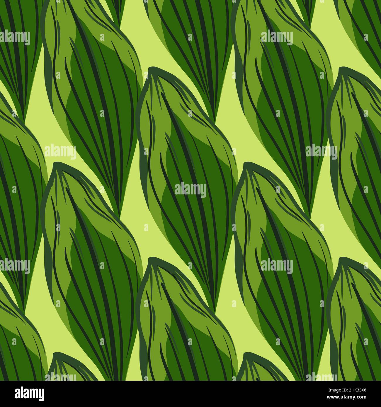 Spring seamless pattern with contoured abstract leaf elements. Light ...