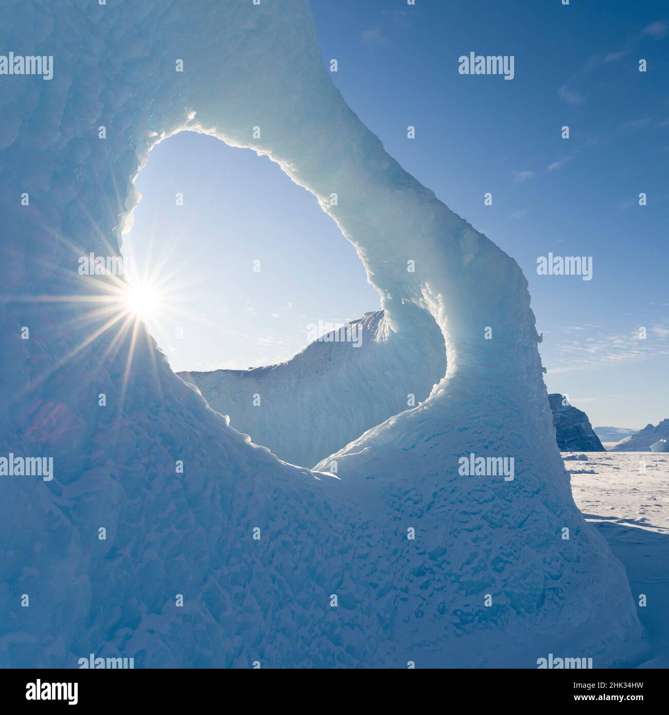 Iceberg frozen into the sea ice of the Uummannaq fjord system during ...