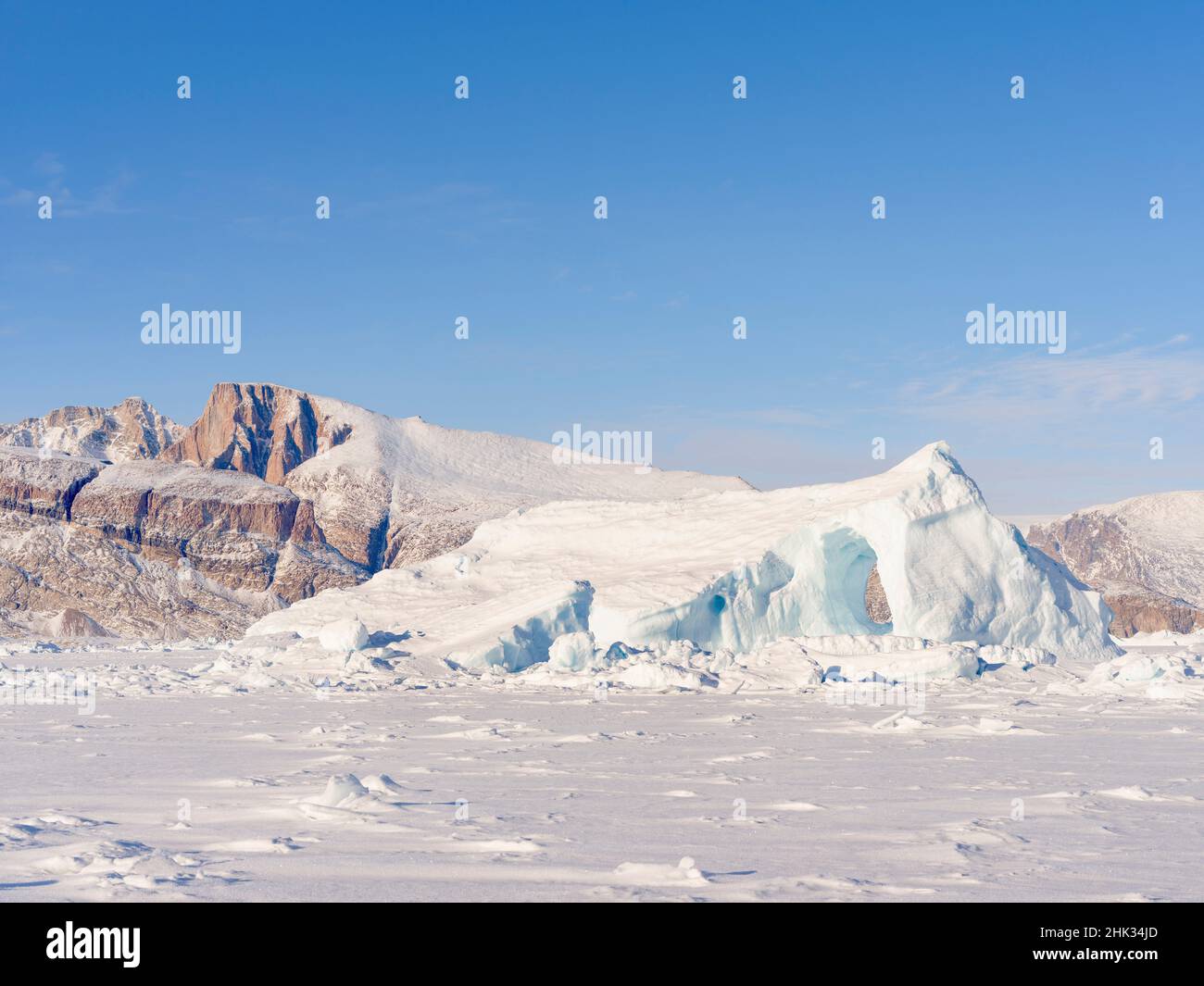 Icebergs in front of Appat Island, frozen into the sea ice of the ...
