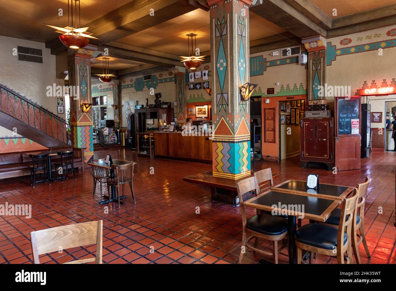Decorative lobby at Hotel Congress in downtown Tucson, Arizona, USA ...
