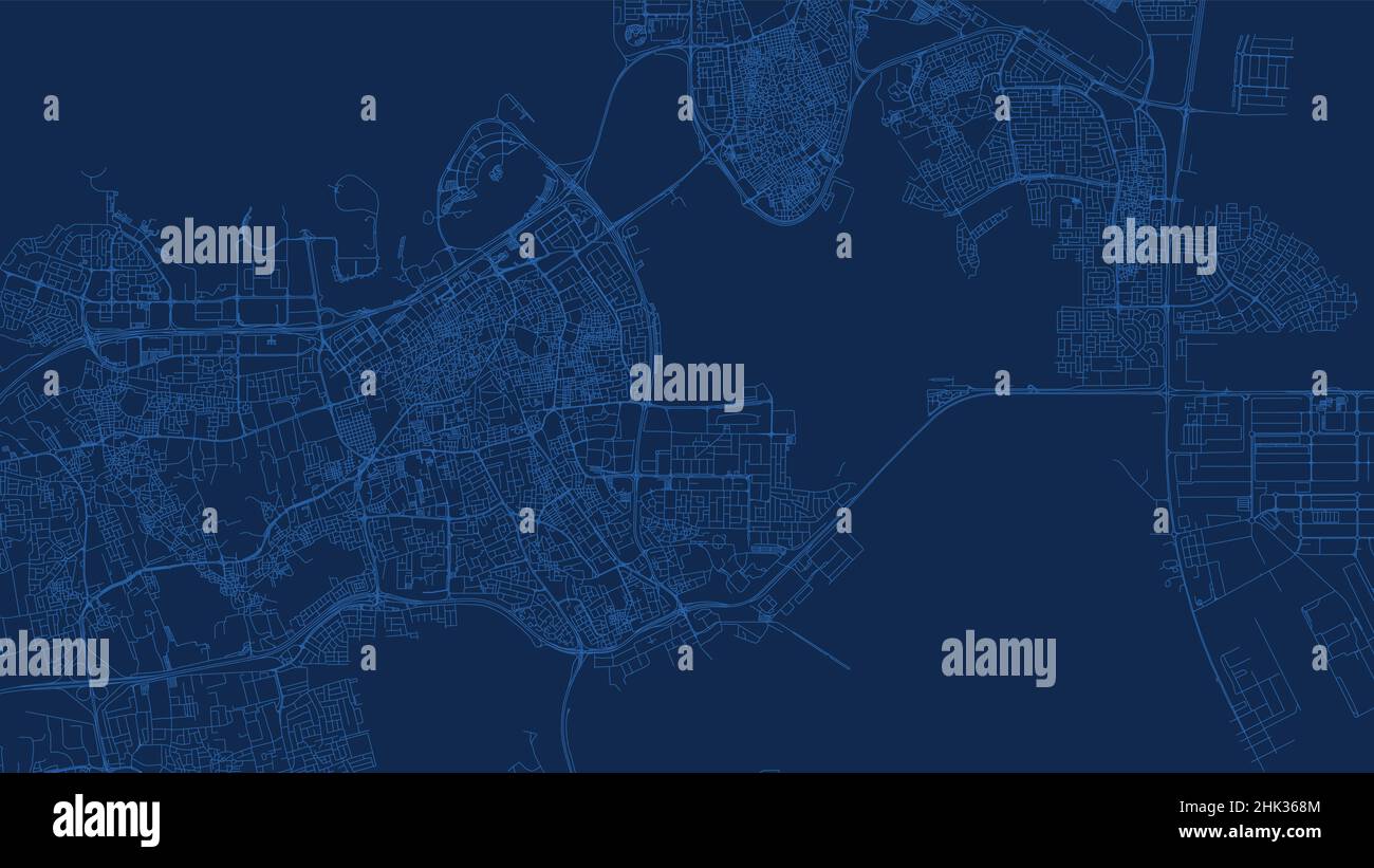 Manama map city poster province, blue horizontal background vector map ...