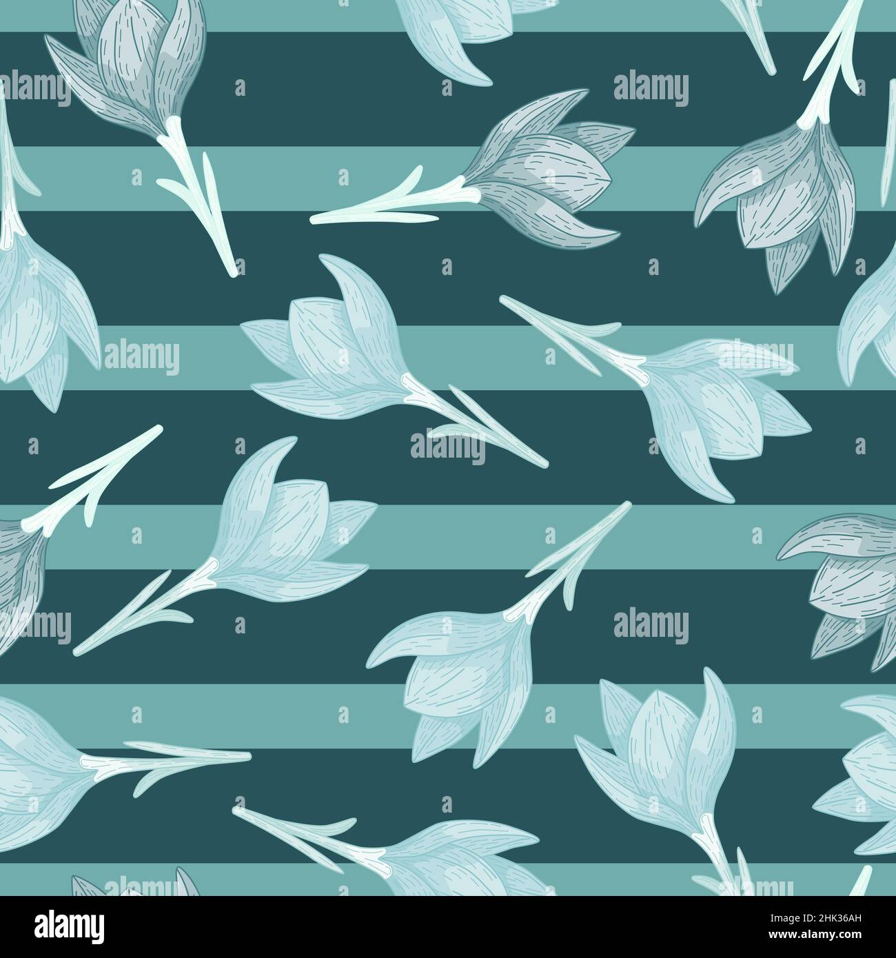 Random seamless nature botanic pattern with blue crocus flower elements ...