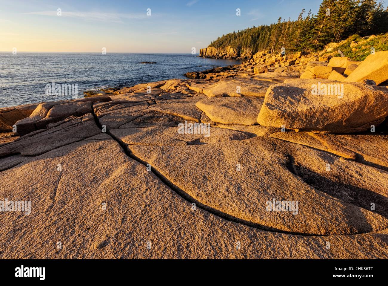 Otter Cliffs at sunrise in Acadia National Park, Maine, USA Stock Photo ...