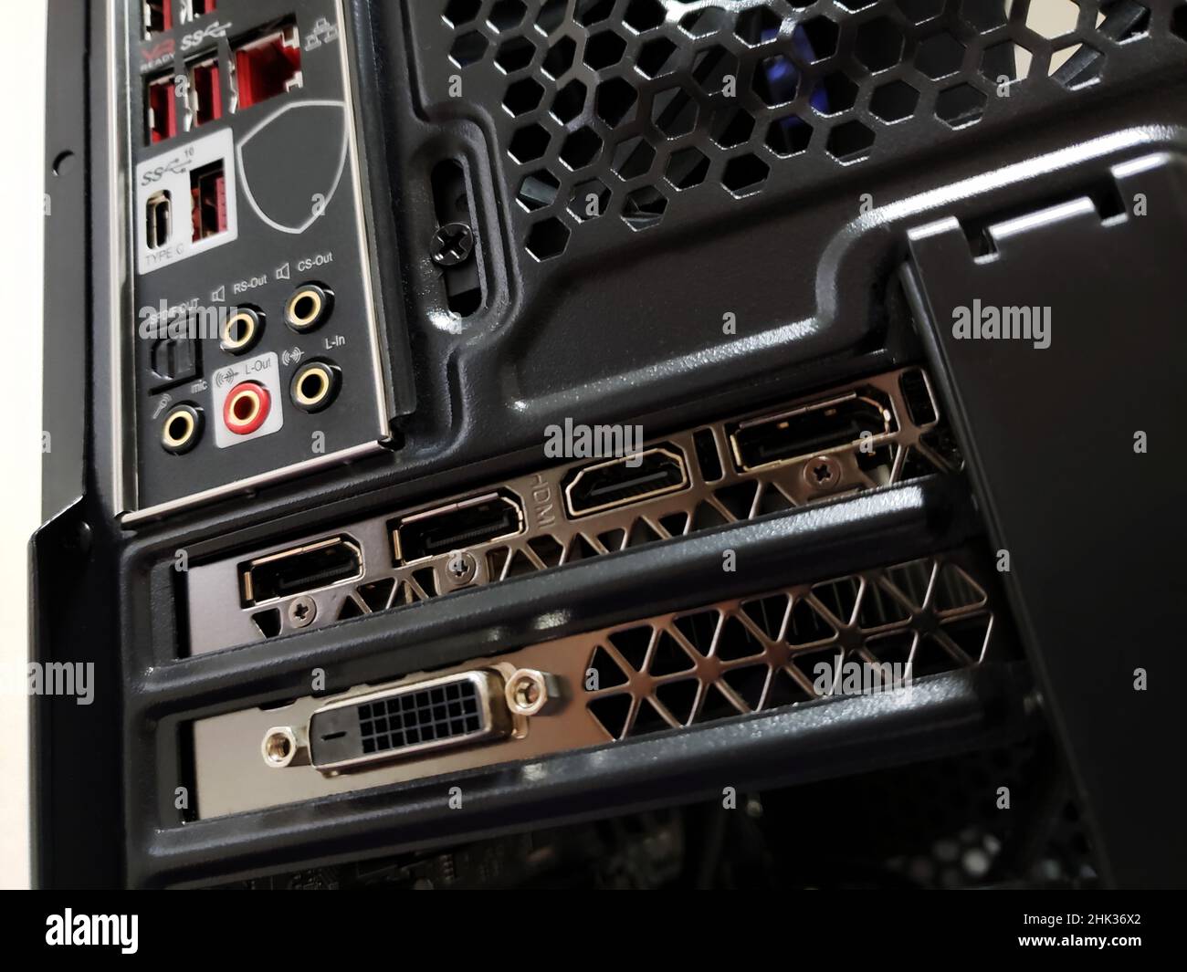Computer back panel and shield of a gaming computer Stock Photo - Alamy