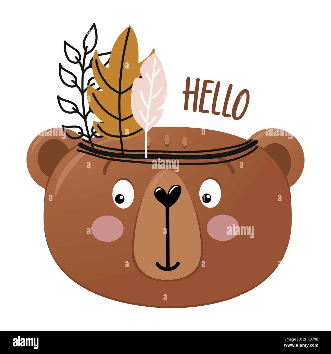 Bear with word hello - cute teddy bear decoration. Little bear with ...