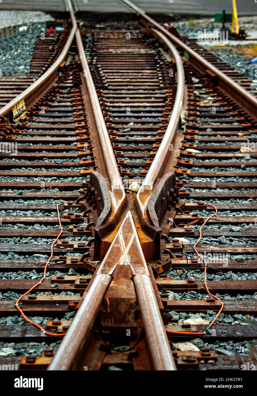 rack switch leading to rail shipping customers Stock Photo - Alamy
