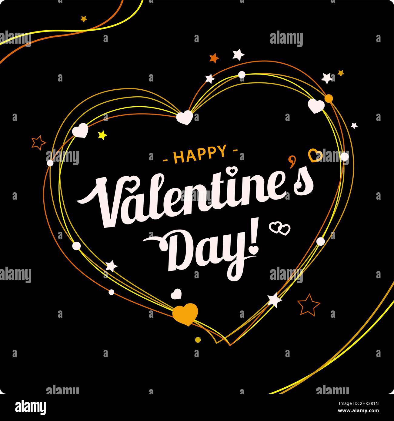 Valentine banner. Valentine day card in outline heart. Gold line frames ...