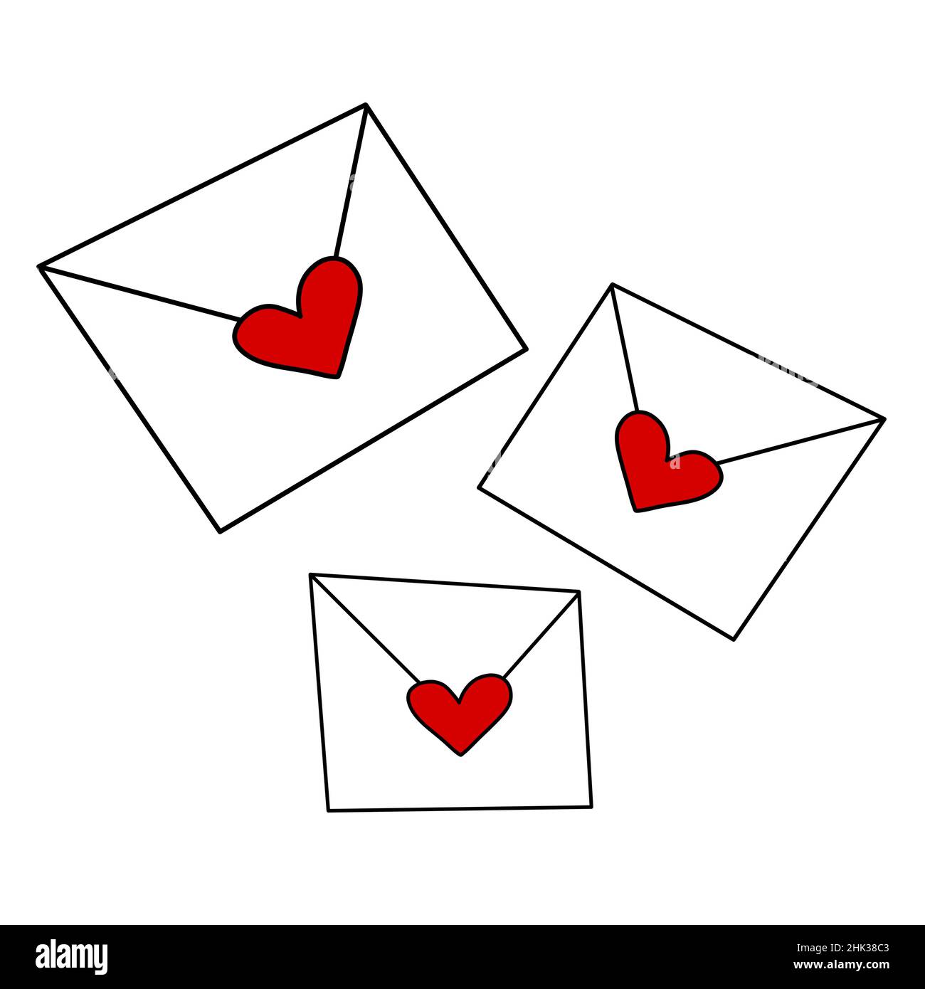 Set with love letters and hearts on white background Stock Photo - Alamy