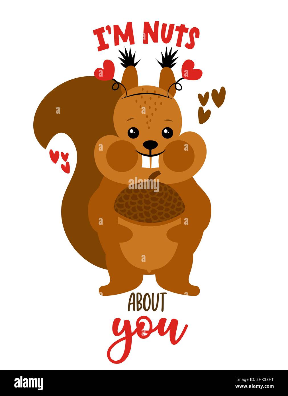 I am nuts about you - Doodle draw and phrase for Valentines Day. Hand ...