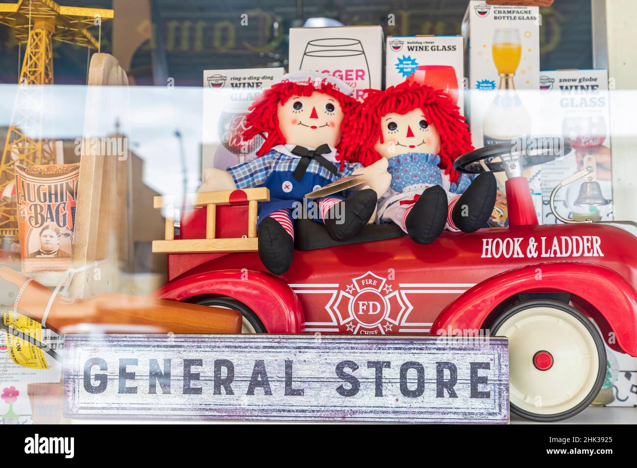 Fredericksburg, Texas, USA. Toys on a shelf in a small town store in ...