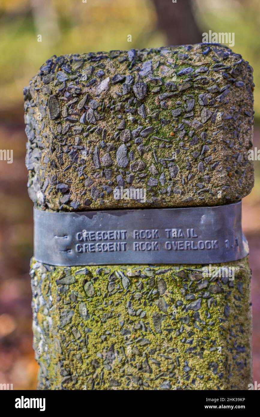 USA, Virginia, Shenandoah National Park, Trail marker for the Crescent ...