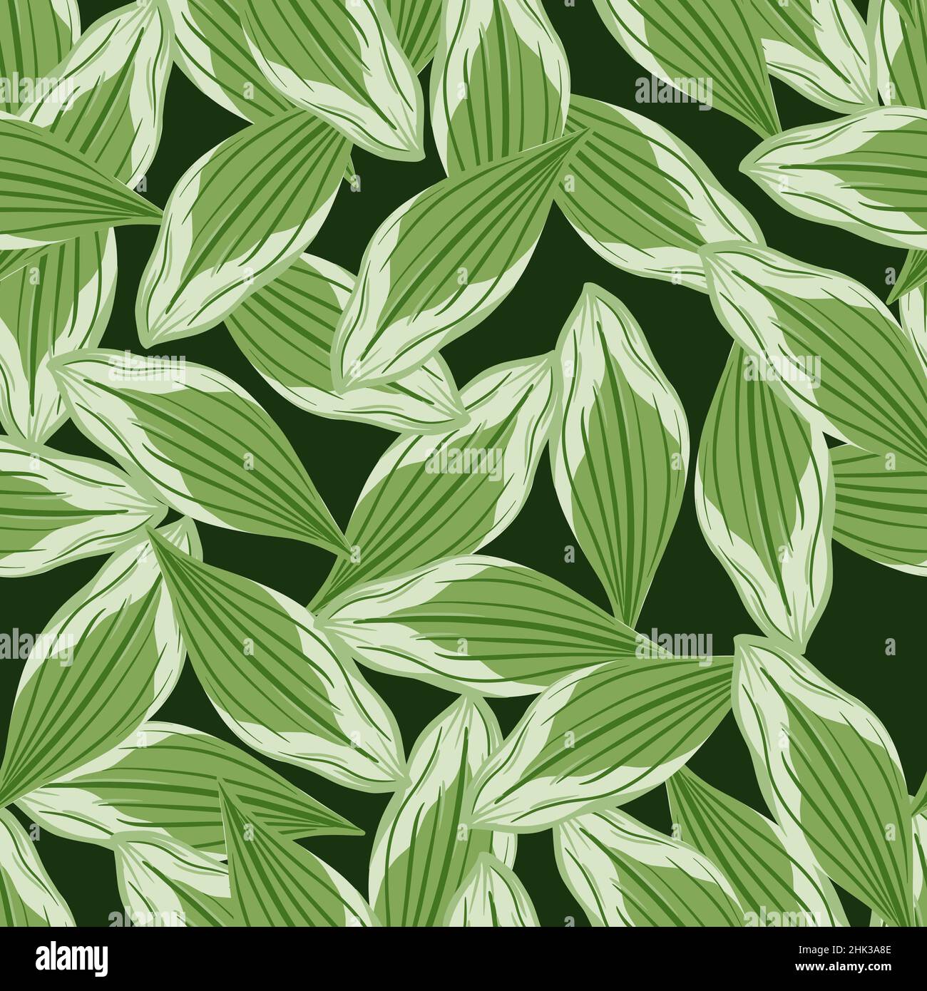 Decorative seamless doodle pattern with random green leaves ornament ...