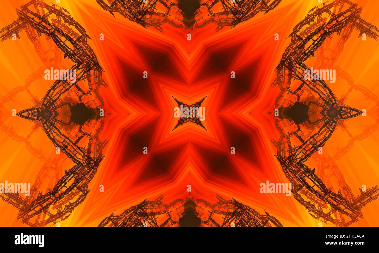 Architectural orange blueprint background. Orange kaleidoscope, modern ...