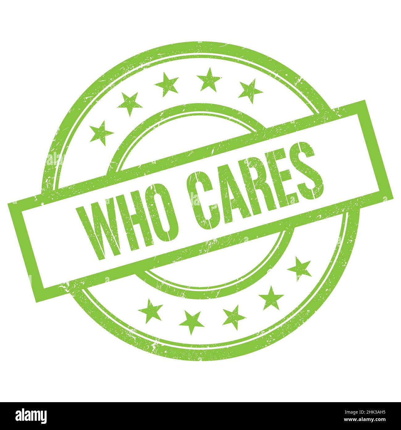 WHO CARES text written on green round vintage rubber stamp Stock Photo ...