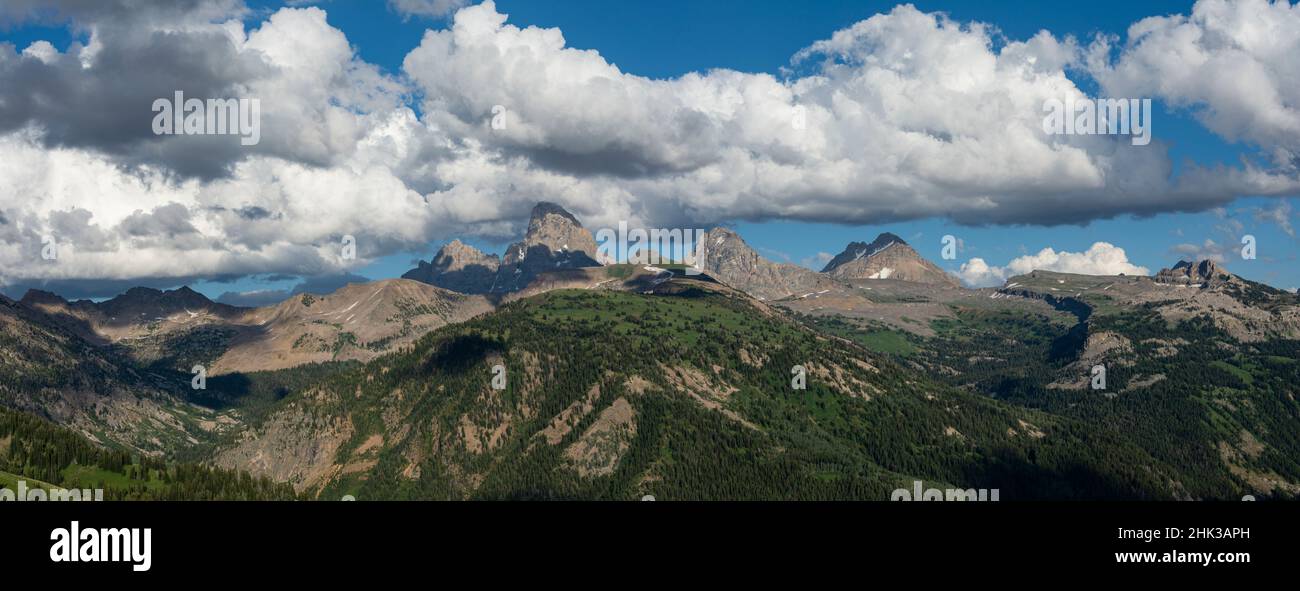 USA, Wyoming. Panoramic of Grand Teton and Teton Range from west side ...