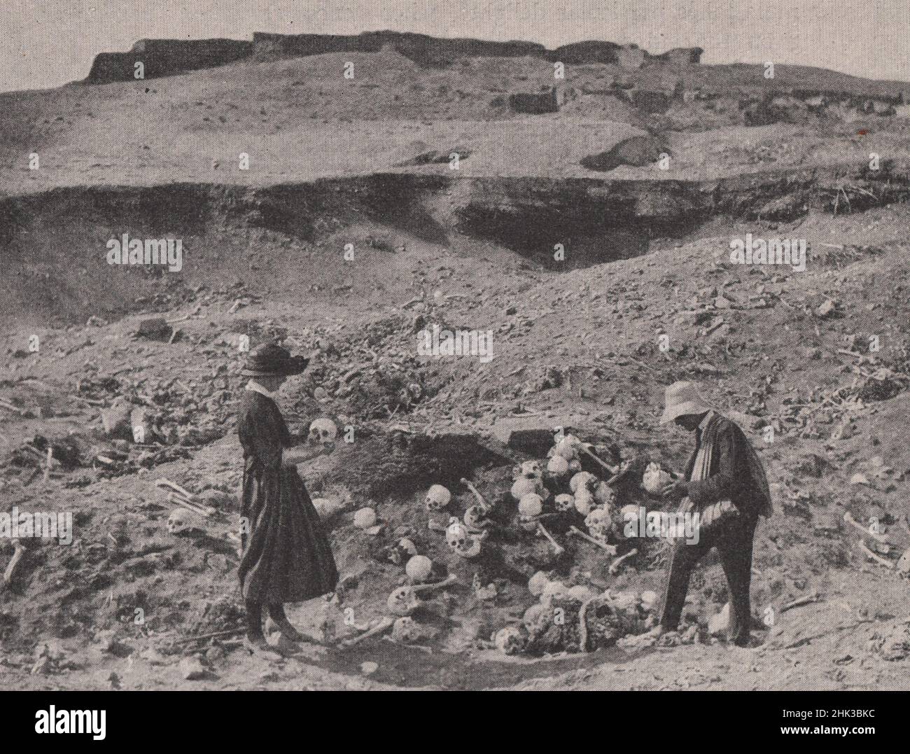 Gruesome relics in the Inca Burial ground at Pachacamac. Peru (1923 ...