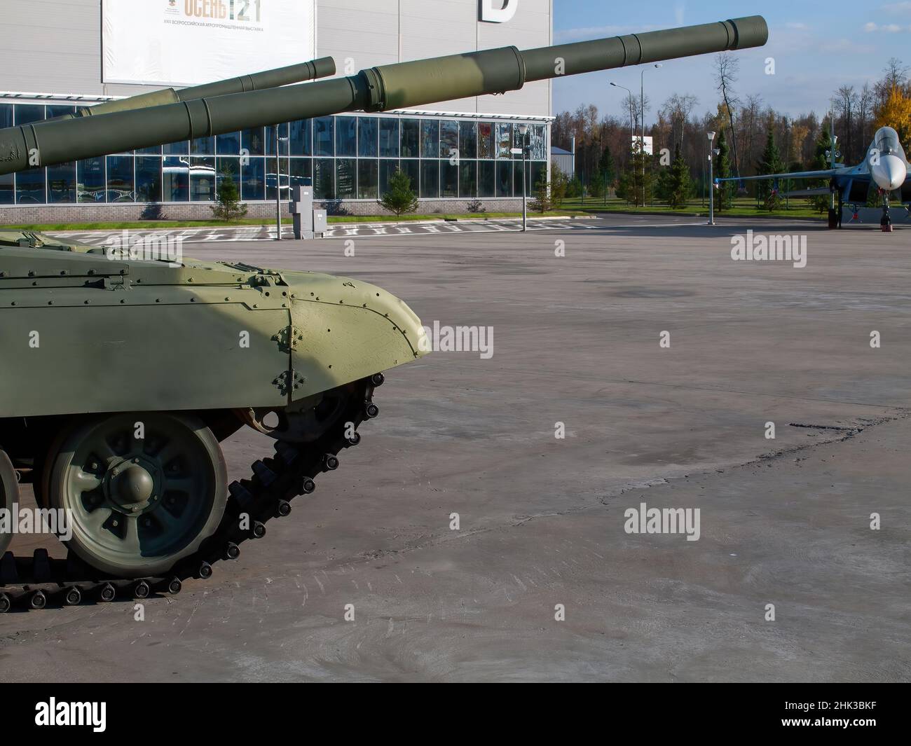 Soviet tanks stand in the open air in the museum, in the summer Stock ...